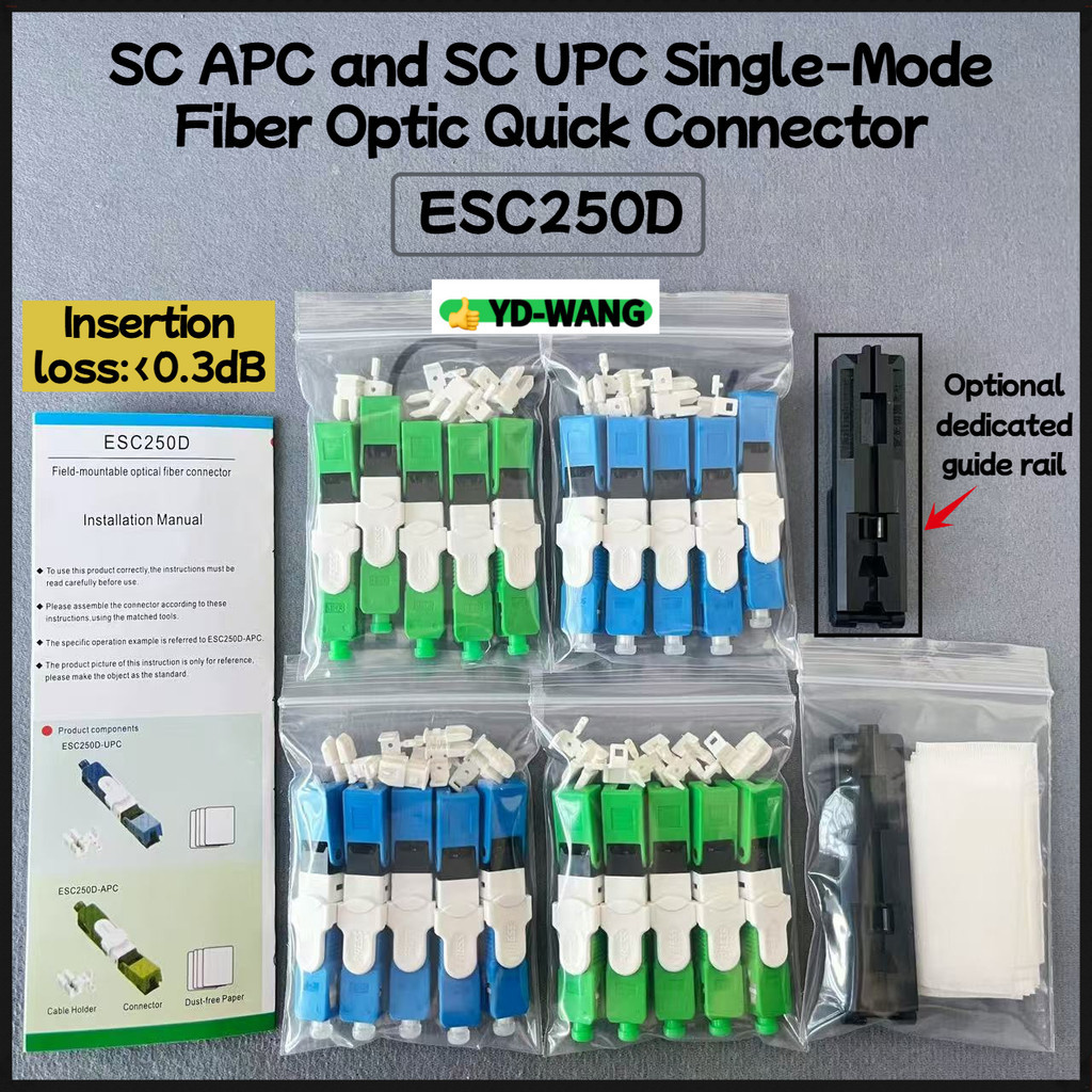 Fast Connector PRESS FTTH ESC250D SC APC and SC UPC Single-Mode Fiber Optic Quick Connector ...