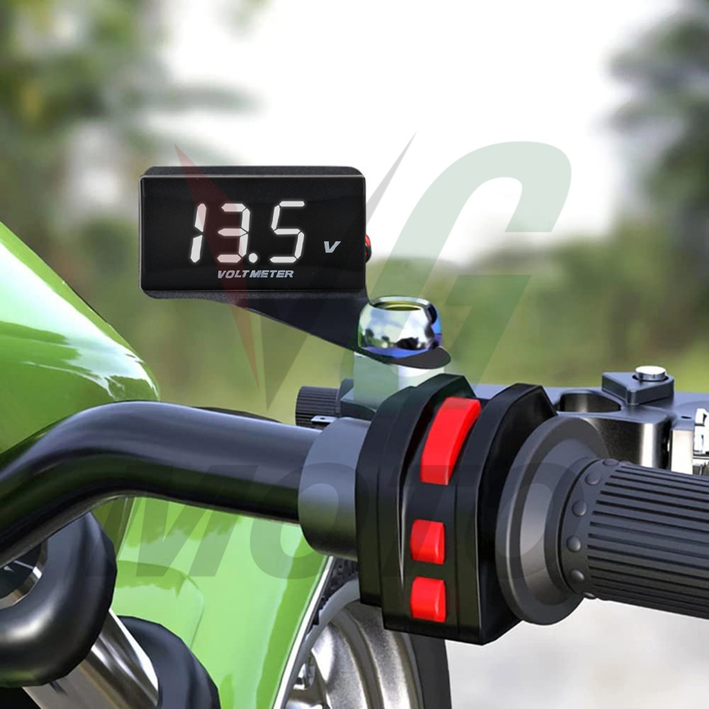 Motorcycle Digital Voltmeter 12V Waterproof Battery LED Voltmeter with ...