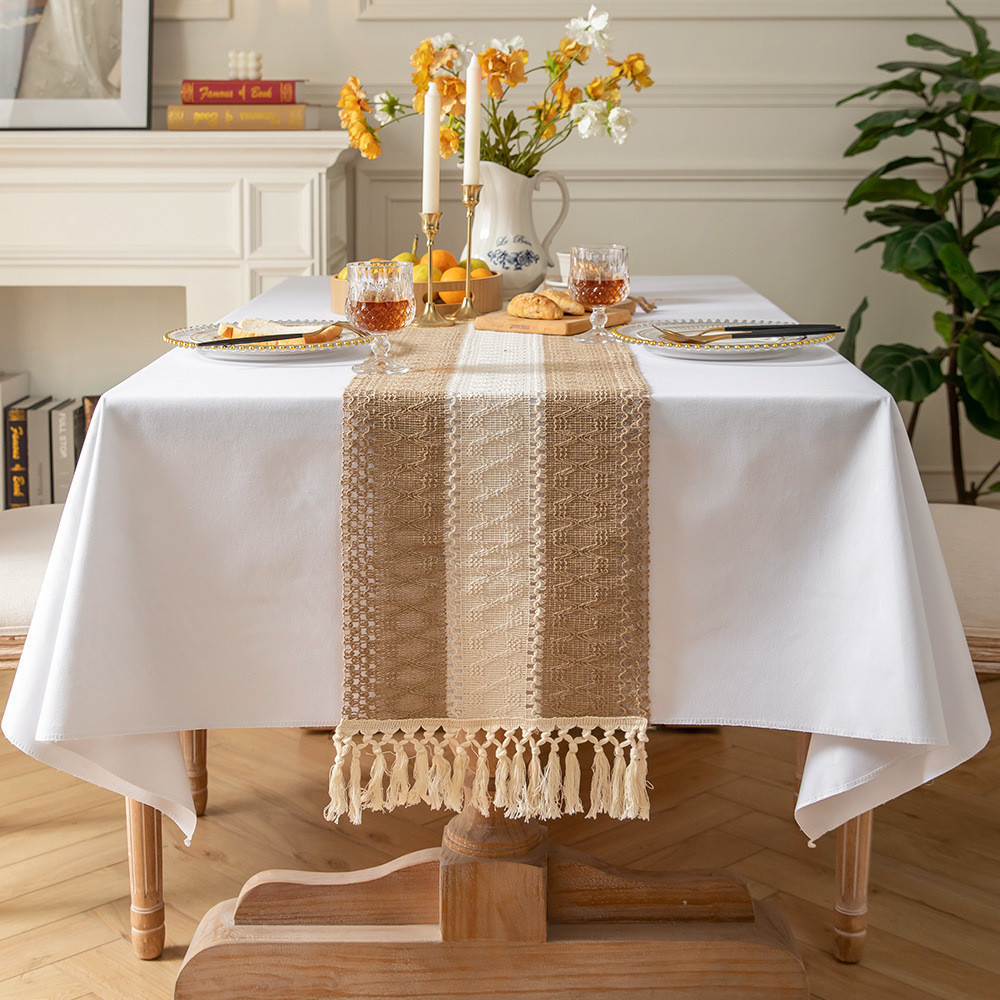 Table Cloth Macrame Table Runner Farmhouse Style Modern Farmhouse Decor ...