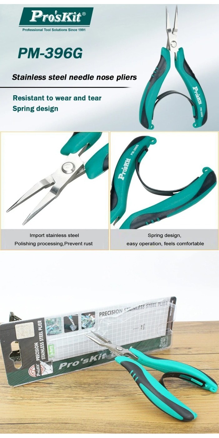 100% Original Pro'sKit PM-396G Mini Needle-Nose Pliers Steel Cutting ...