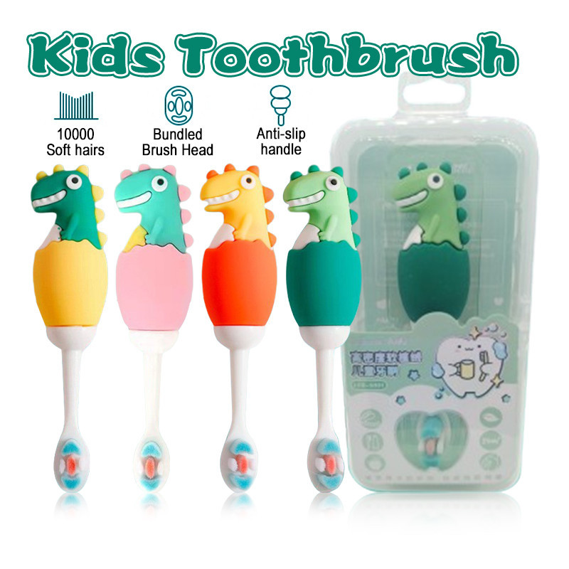 1-3yrs Kids Toothbrush Baby Eco-Friendly Little Dinosaur Teeth Care Ten ...