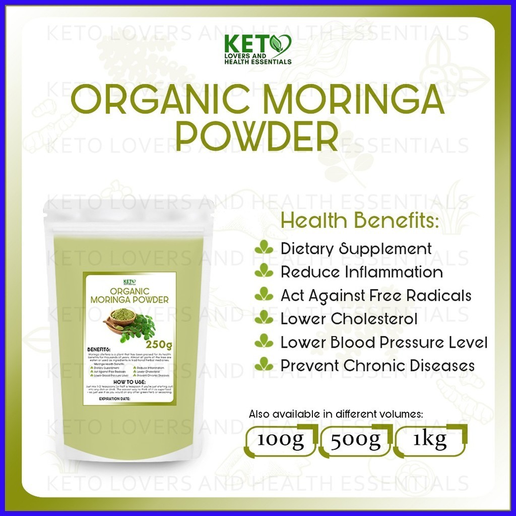 Organic Moringa Powder 250g Weight Loss, Keto Diet, Body Detox, Super ...