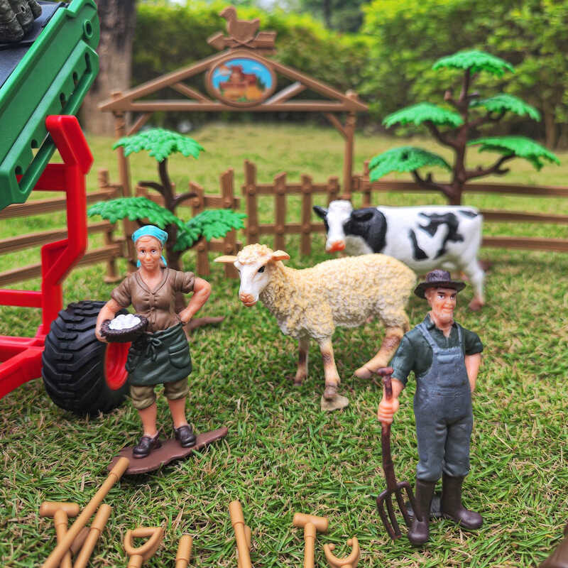 Farmer Set Kasama Ang Mga Magsasaka Livestock Farm Tractor Forklift ...