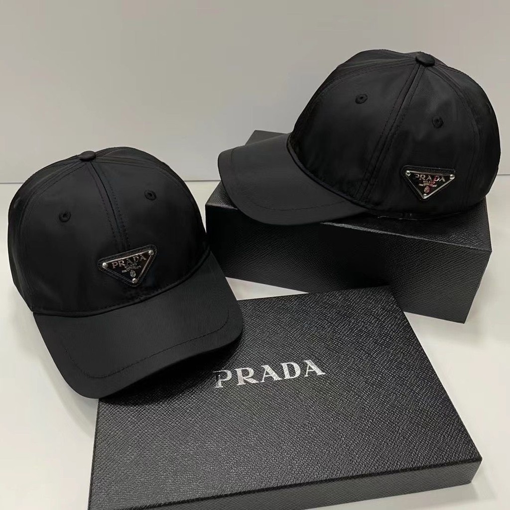 PRADA Inverted Triangle Logo Side Letters Baseball Cap For Men And ...