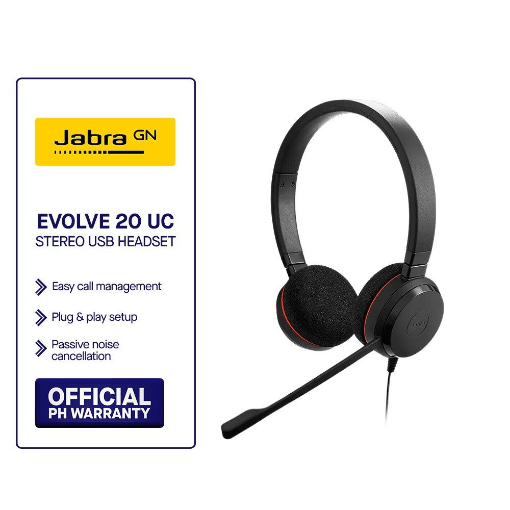 Jabra Evolve 20 / Evolve 20 MS/UC - MS Stereo USB Headset | Shopee ...