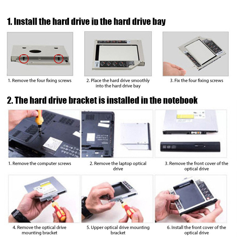 Hard Disk Bay Laptop Optical Drive Solid State Mechanical SSD Bracket ...