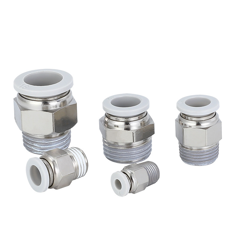 White pneumatic fine thread straight through fast connector PC4 6 10 12 ...
