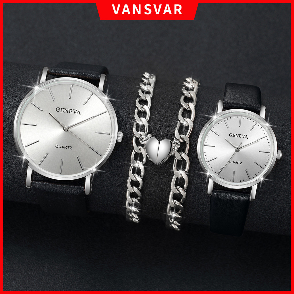 Vansvar Fashion Couple Watches Forever Love Simple Leather Quartz Watch ...