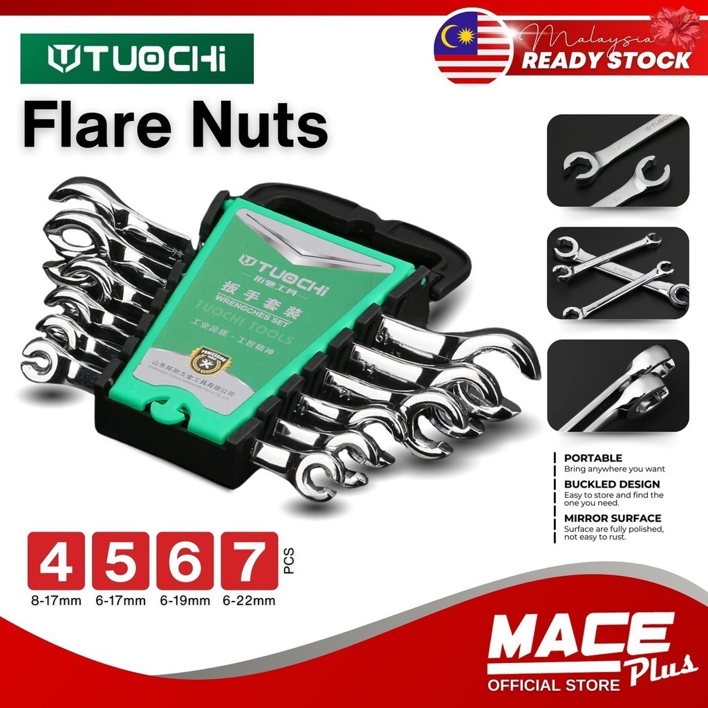 TUOCHI Flare Nut Set Oil Pipe Wrench Tubing Wrench Set Opening Hand ...
