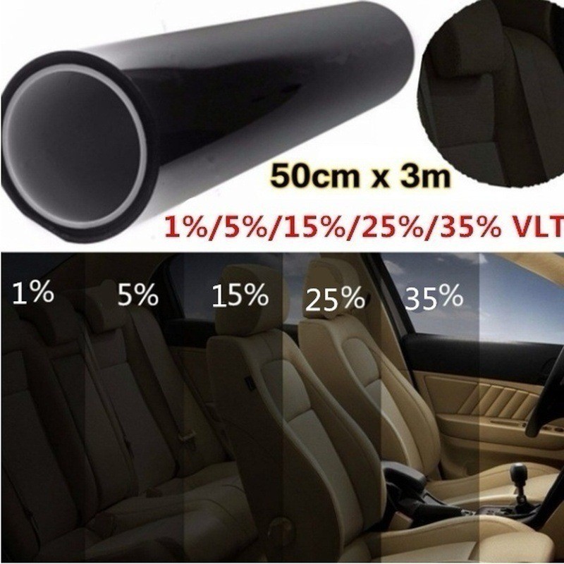 Dark Black Car Window Tint Film Glass 50cmx300cm 1 50 Roll Summer Car