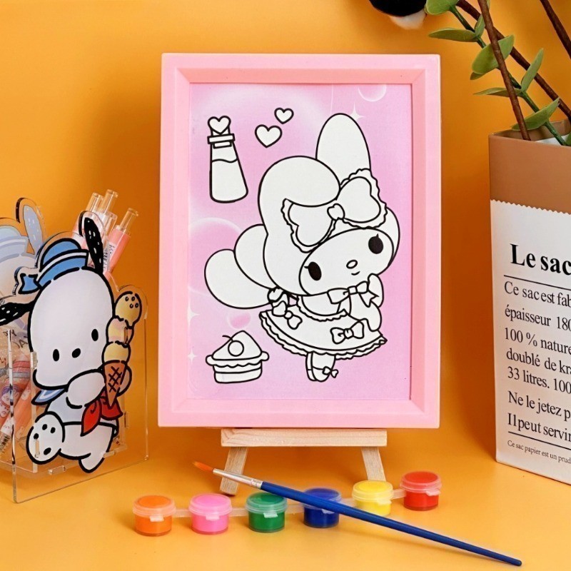 Sanrio DIY Watercolor Cute Cartoon Painting Set Kuromi Cinnamoroll ...