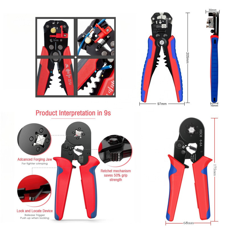 LESU Wire stripper tool HS-D2 Multi-function wire stripper crimping pliers HSC8 6-4A HSC8 6-6A ...