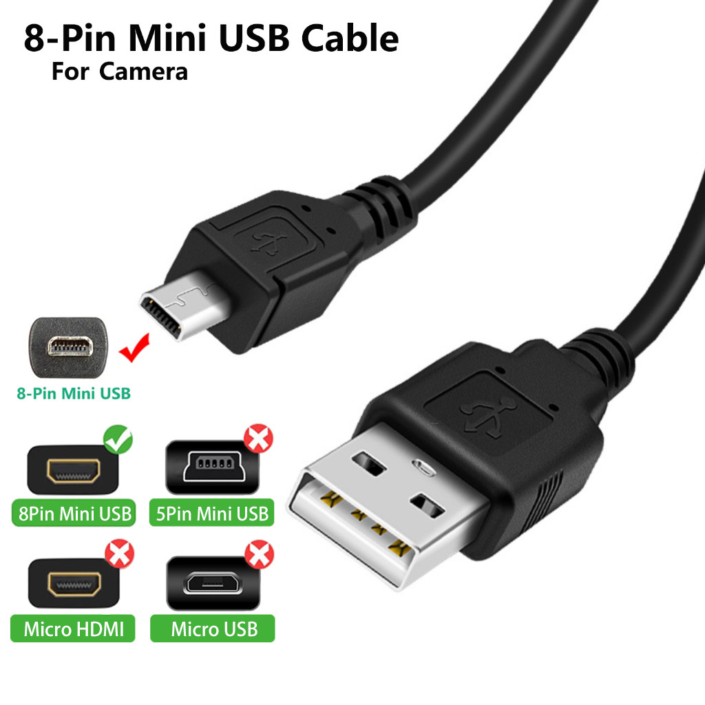 【1-3 Days Delivery】1.5M USB to 8 Pin Mini USB Camera Data Cable Charger ...