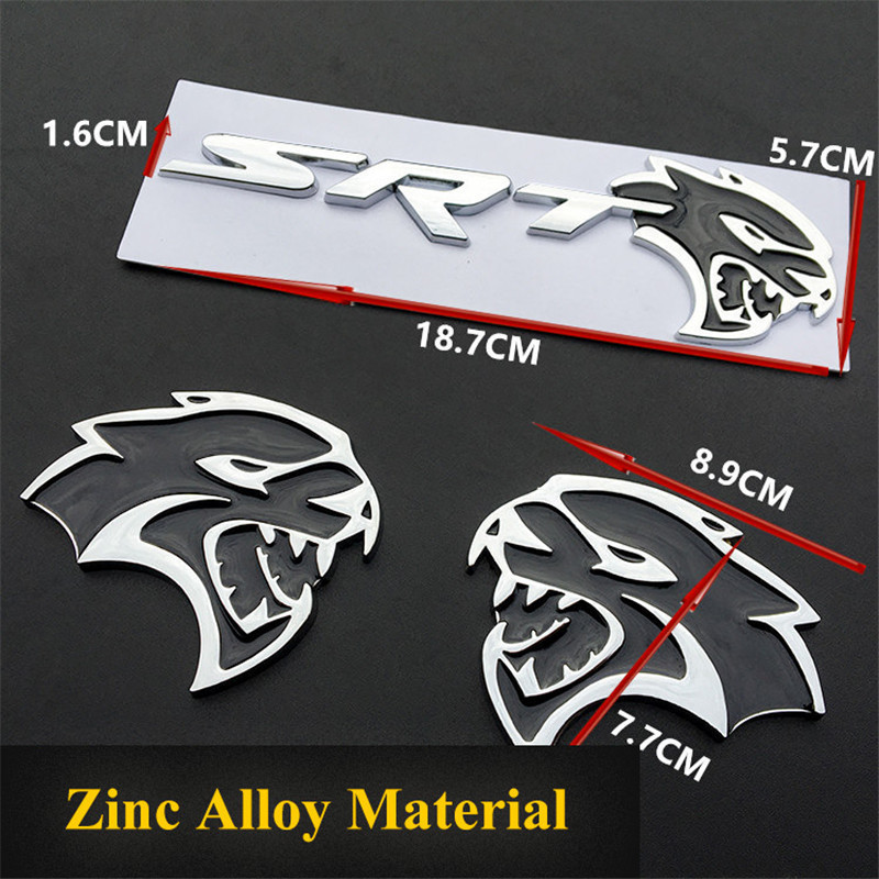 1pcs Metal SRT Hell Cat Leopard Head Car Stickers Auto Emblem Badge ...