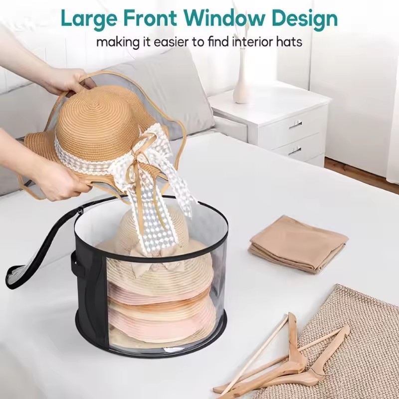 Convenient Large Capacity Non-woven Clear Hat Storage Bucket - Home ...