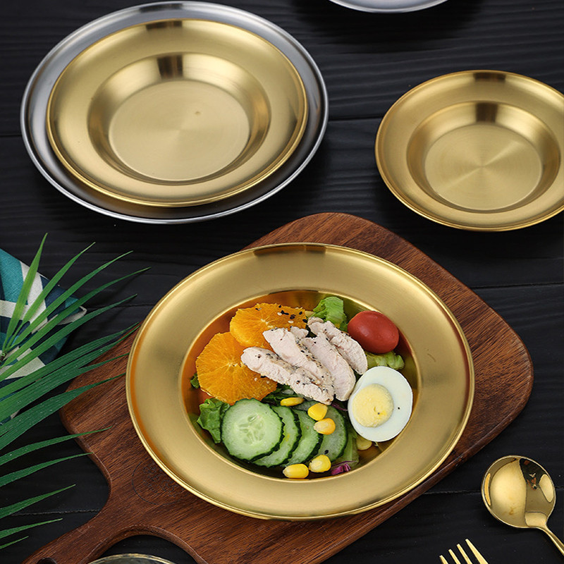 Gold Plate Stainless Steel Deep Plate Round Plates Gold Plate Serving ...