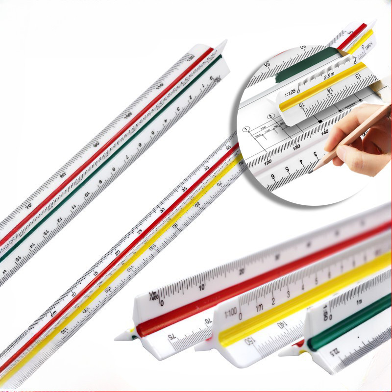 3 Sides Triangular Metric Scale Ruler 1:100/200/250/300/400/500 ...