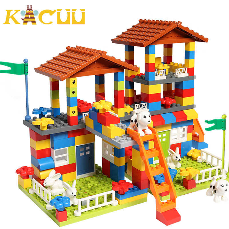 Big Particle Roof Blocks City House Big Size Assembly Slide Figures ...