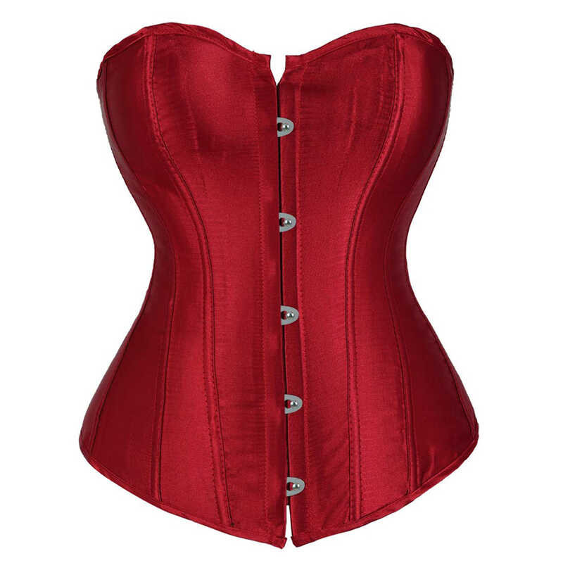 Babaeng Corset Satin Sexy Plus Size Bustier Gothic Lace Up Boned Gorset ...