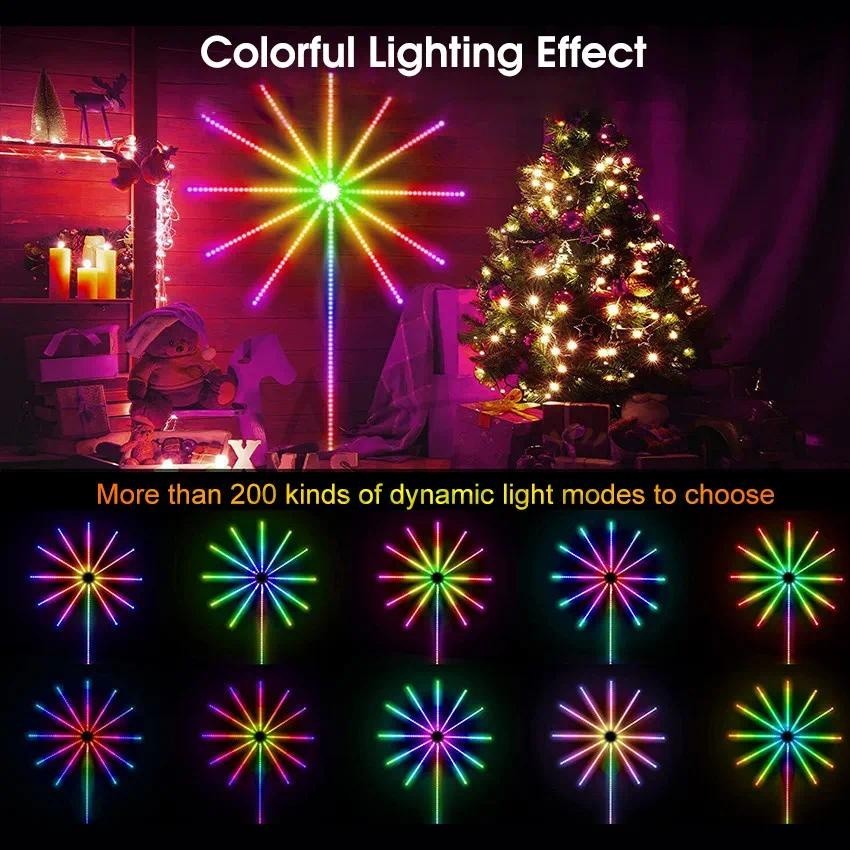 LED Firework Fairy Lights - 5050 RGB Strip Smart Flexible Music Sync ...