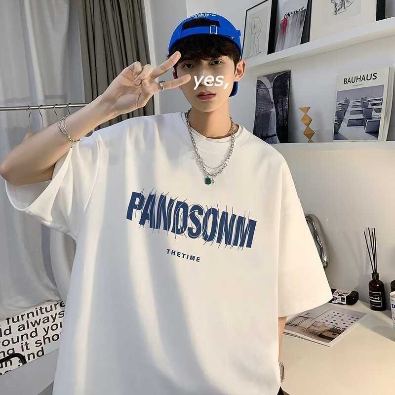 Trendy para sa lalaki may maikling manggas, trendy brand maluwag na mga ...