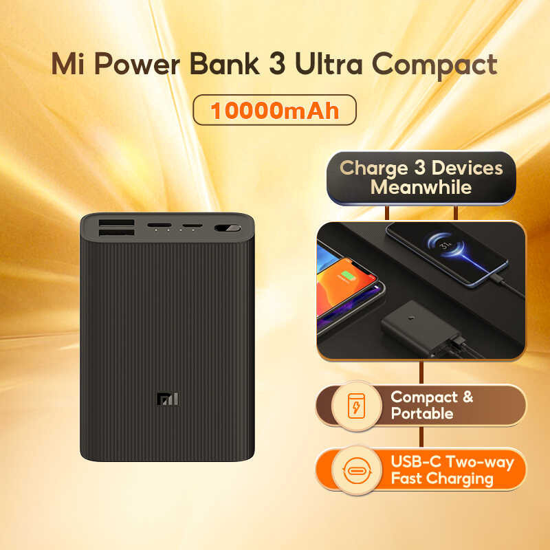 Xiaomi Mi Power Bank 3 Ultra Compact 10000mAh USB-C Two-Way Fast ...