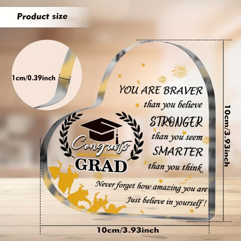 1pc Class of 2025 Acrylic Inspirational Heart-Shaped Graduation Gift ...