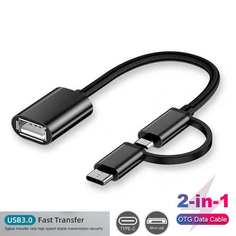 OTG USB 2In1 Cable Adapter Micro USB Type C To USB Converter Cable ...
