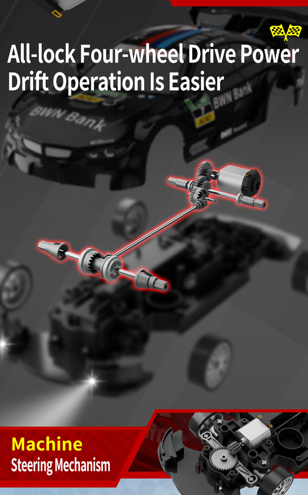 BWM 4WD RC Drift Car GTR Model Proportional Throttle Four Wheel Drive 2 ...