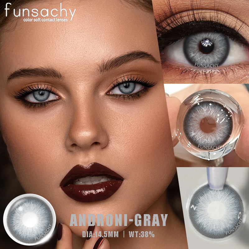 FUNSACHY 1Pair Colored Contact Lenses for Eyes Gray Lenses Colorcon ...