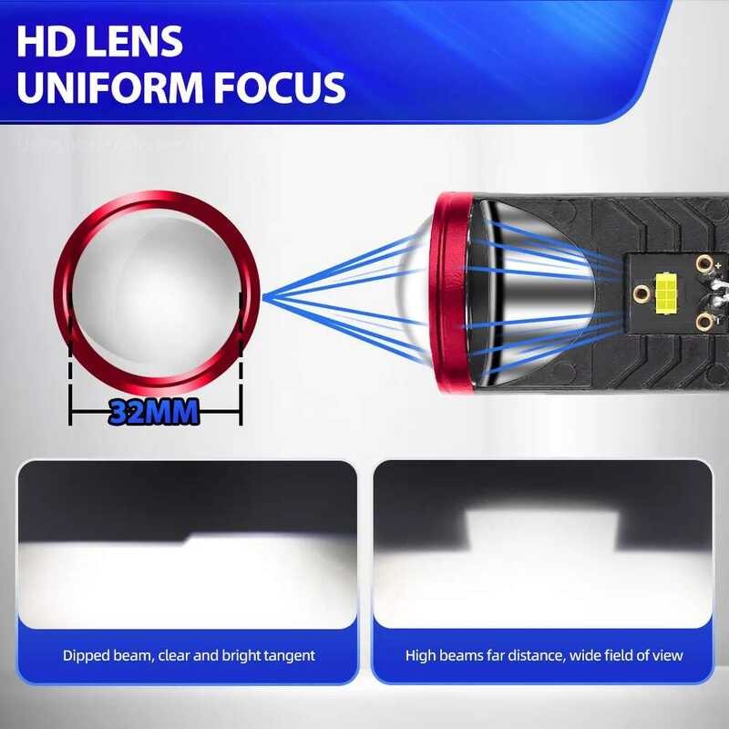 8 Motorcycle H4 LED Headlight Turbo Lamp 6000K Projector Lenses 12V ...