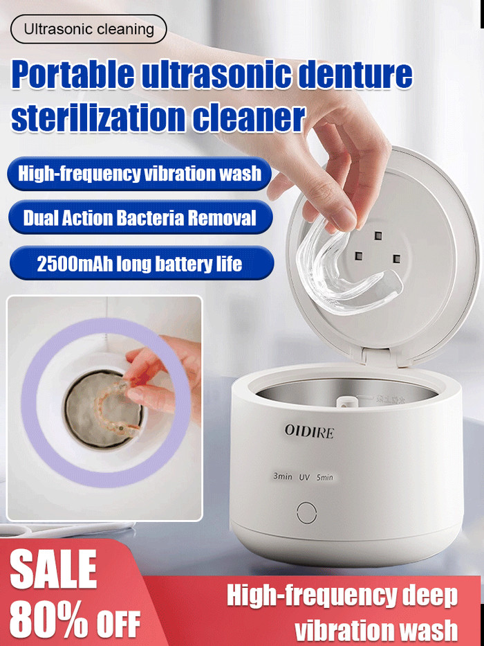 Ultrasonic Denture Cleaner with UVC Sanitizer/Portable Denture Case ...