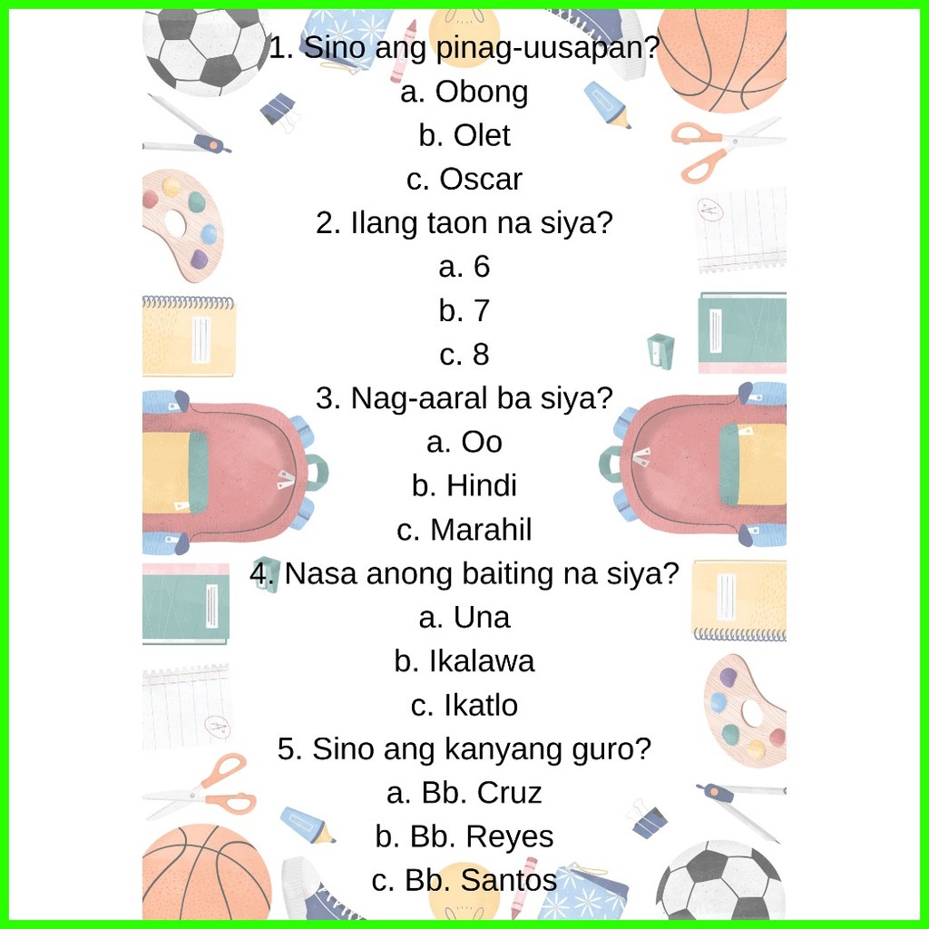 ☃ Pagbasa at Pagunawa Tagalog Filipino reading and comprehension ...