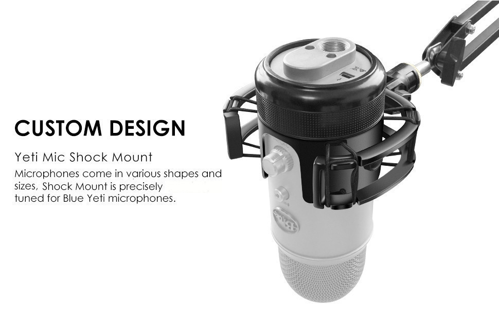Microphone Shock Mount with Pop Filter [Custom Built for Blue yeti Mic ...