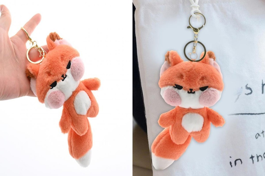 Soft Fox Keychain Plush Fox Keychain Cute Pink Fox Keychain Stuffed ...