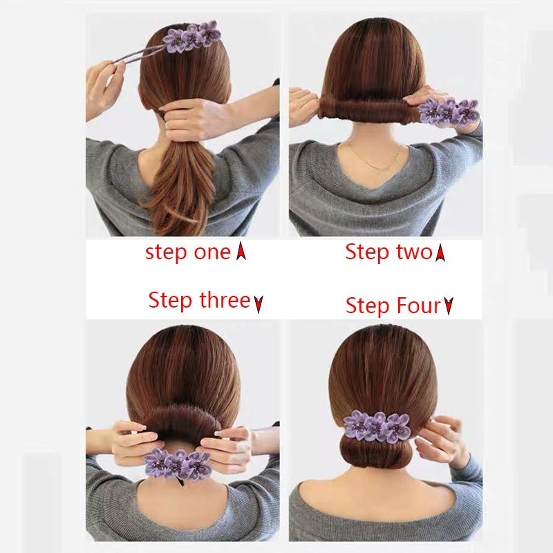 Bow Updo Hair Rope Graceful Lace Flower Hair Bun Maker Female Hair Bun ...