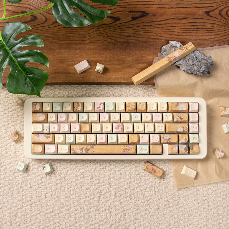 YongQiu Original Peach Blossom Flowers keycaps Retro Chinese Style PBT ...