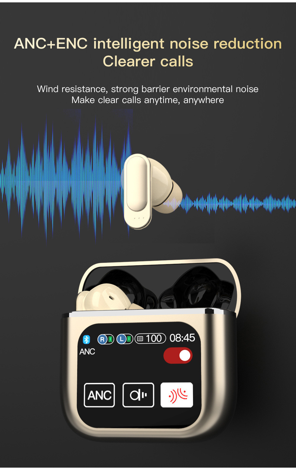 2024 Hot selling color screen earphones SE-60 with screen Bluetooth ...