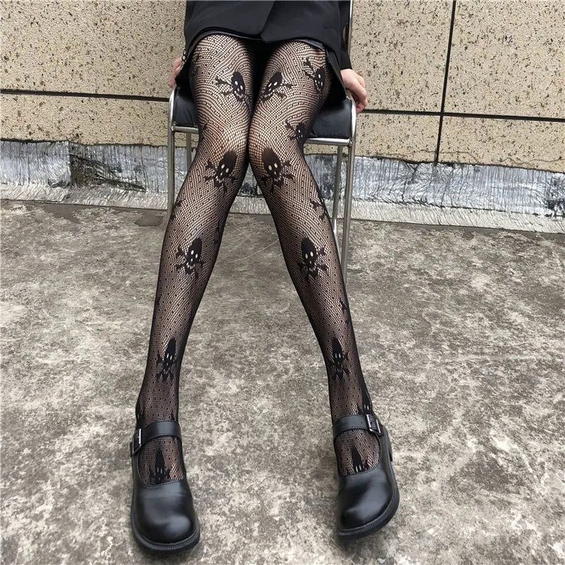 Gothic Pantyhose G Stockings Sexy Fishnet Black Silk Spider Web Hollow ...