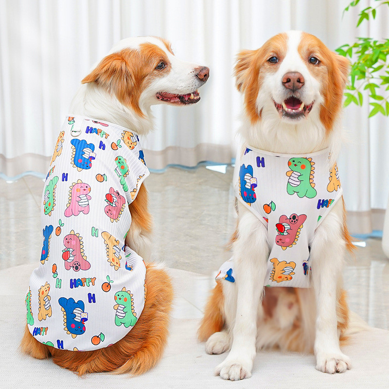 Cute Cartoon Dog Vest Ice Silk Cat Tshirt Elasticity Pet Clothes for ...