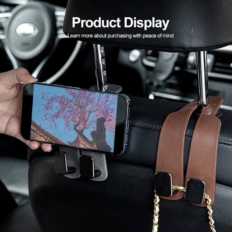Car Seat Back Hanging Hook Mobile Phone Holder Organizer Hidden Storage ...