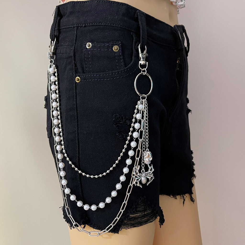 Punk Multi-layered Pants Chains for Men Women Cross Butterfly Hollowed ...
