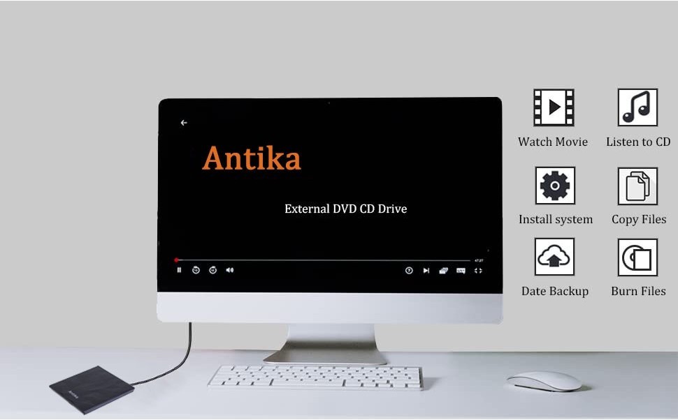 External DVD Drive TypeC USB 3.0 DVD Burner Extension Cable Extra Power ...
