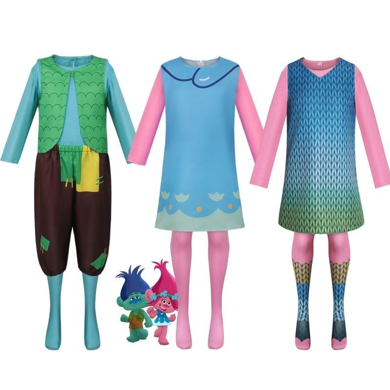 Trolls Cute Fantasy Cosplay Costume Poppy Dress Anime Outfit Stage ...