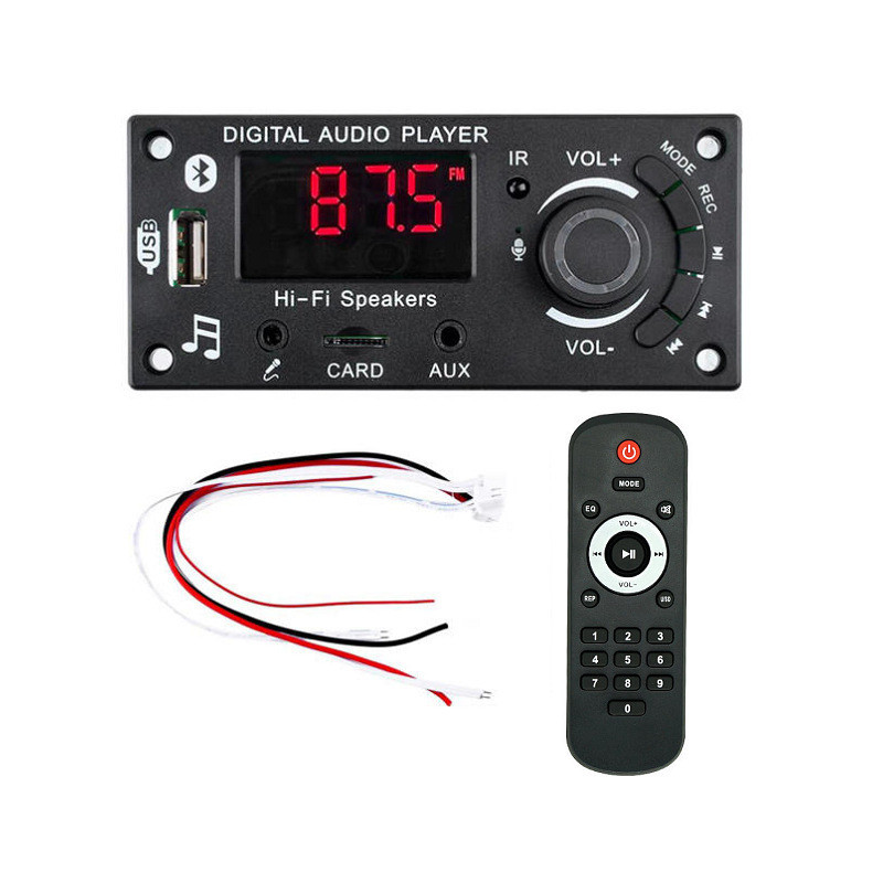 100W DIY Amplifier Bluetooth 5.0 Decoder Board 12V Microphone FM Radio ...