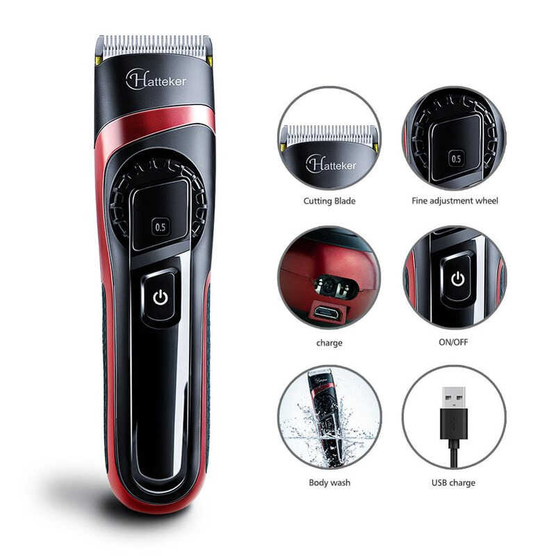 propesyonal Rechargeable hair HATTEKER na Electric Hair Trimmer para sa ...