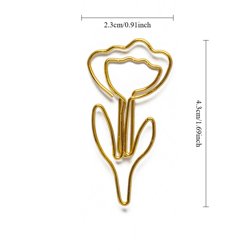 Colorful flower paperclip, metal paperclip, rose bookmark, book clip ...