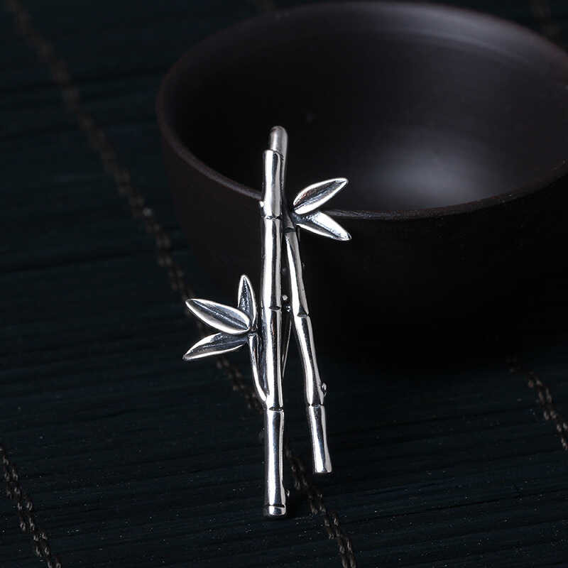 18s Su Silver China-Chic Thai Silver Dual purpose Bamboo Leaf Pendant ...