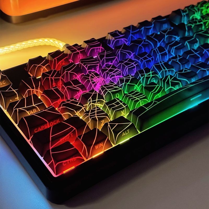 【PH STOCK】Spider Web Keycap Side Print Shine Through Cherry Profile PBT ...