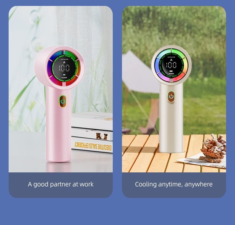 High Speed Handheld Fan with Led Portable Turbine Mini Digital Display ...